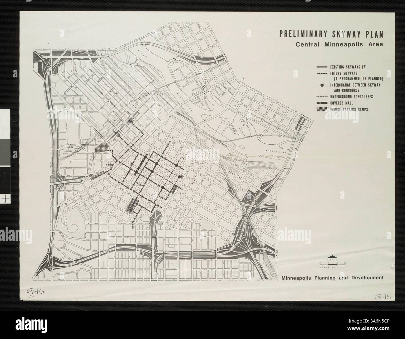 This map shows existing and planned skyways, interchanges between ...