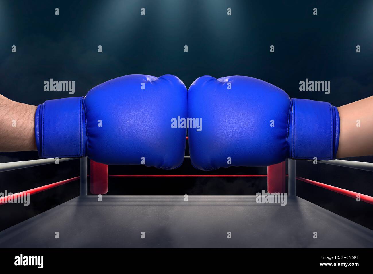 Boxers fighting in boxing ring, closeup. Sportive event Stock Photo - Alamy