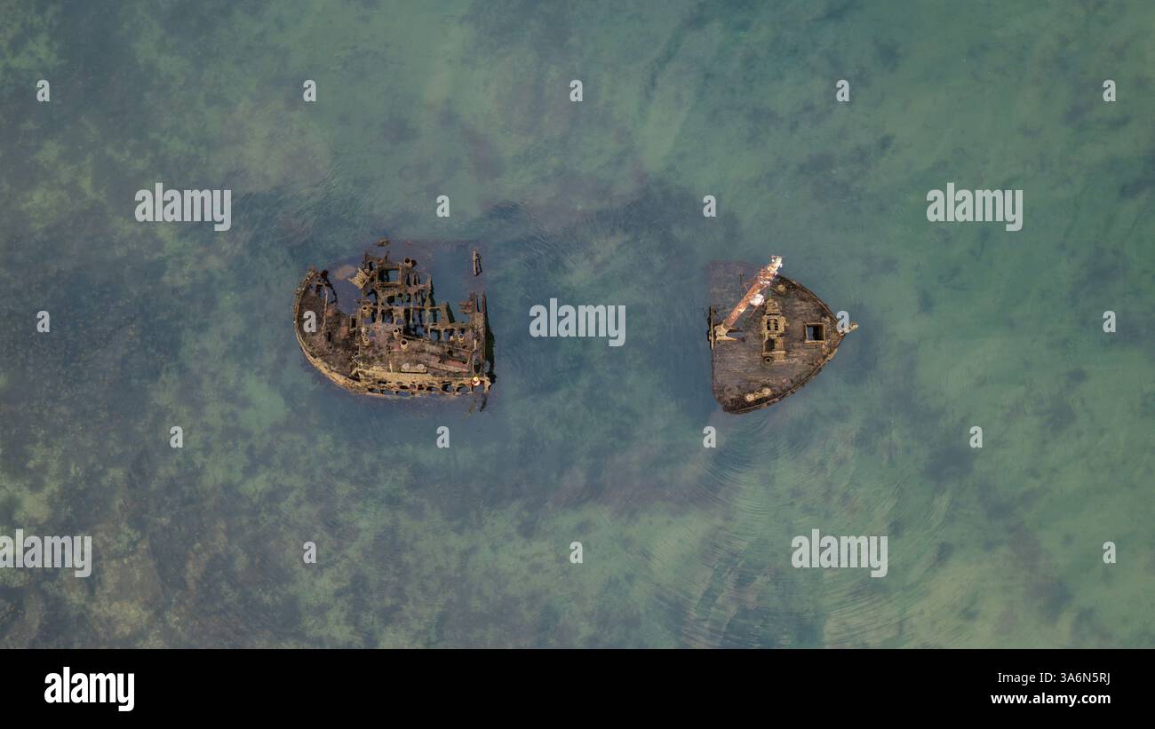 The wreck of the SS Kaffir, a Clyde Puffer, lies just outside of Ayr ...