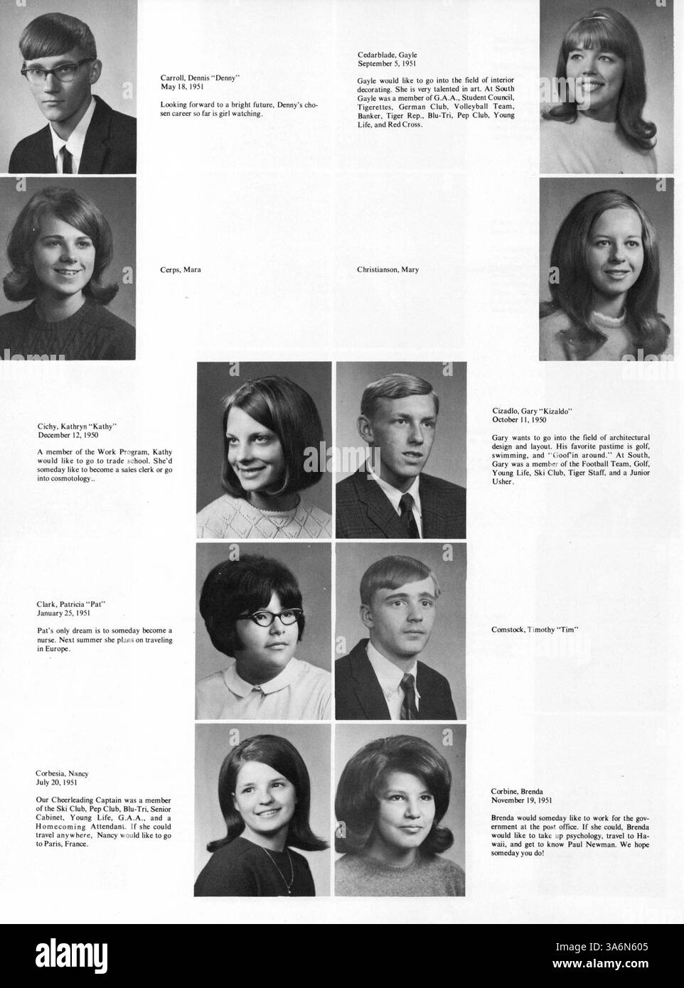 The 1969 South High Yearbook, Tiger '69, features student clubs ...