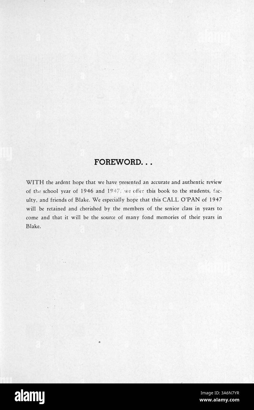 The 1947 Blake Yearbook, 'Call-O'-Pan,' preserves the memories of ...