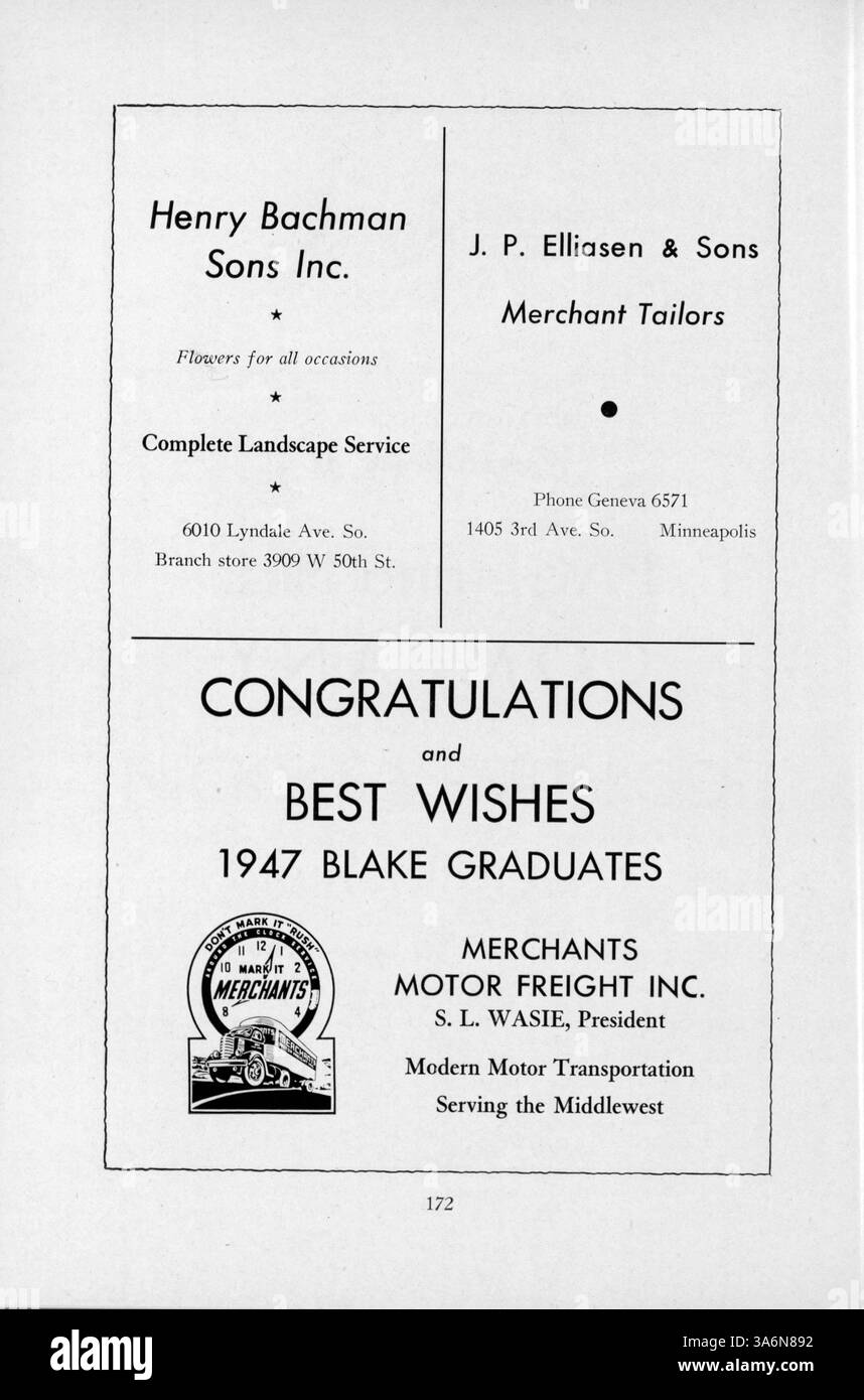 The 1947 Blake Yearbook, 'Call-O'-Pan', highlights the 1946-1947 school ...