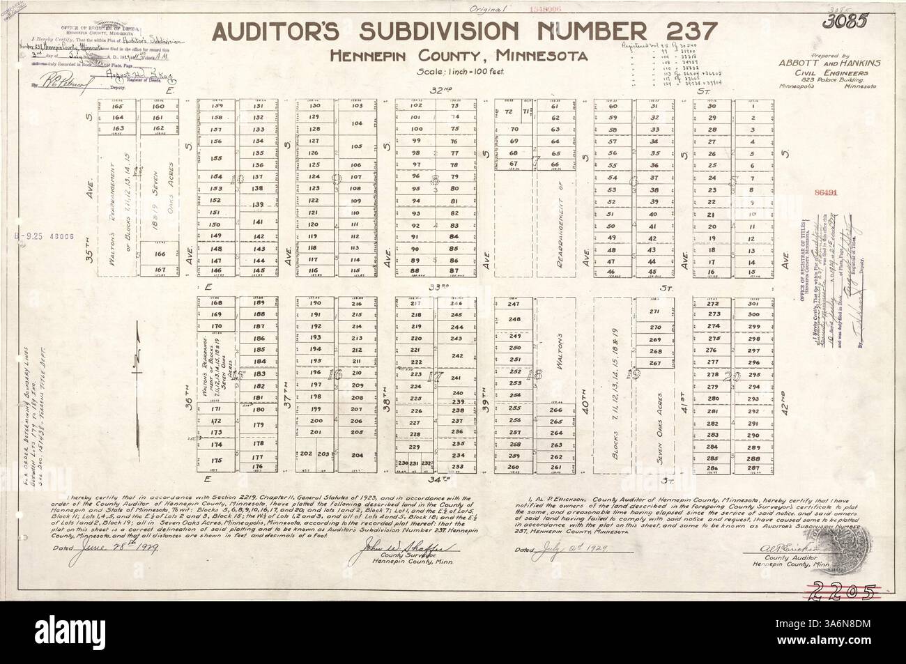 A photo showing the development of Auditor's Subdivision Number 237, a ...