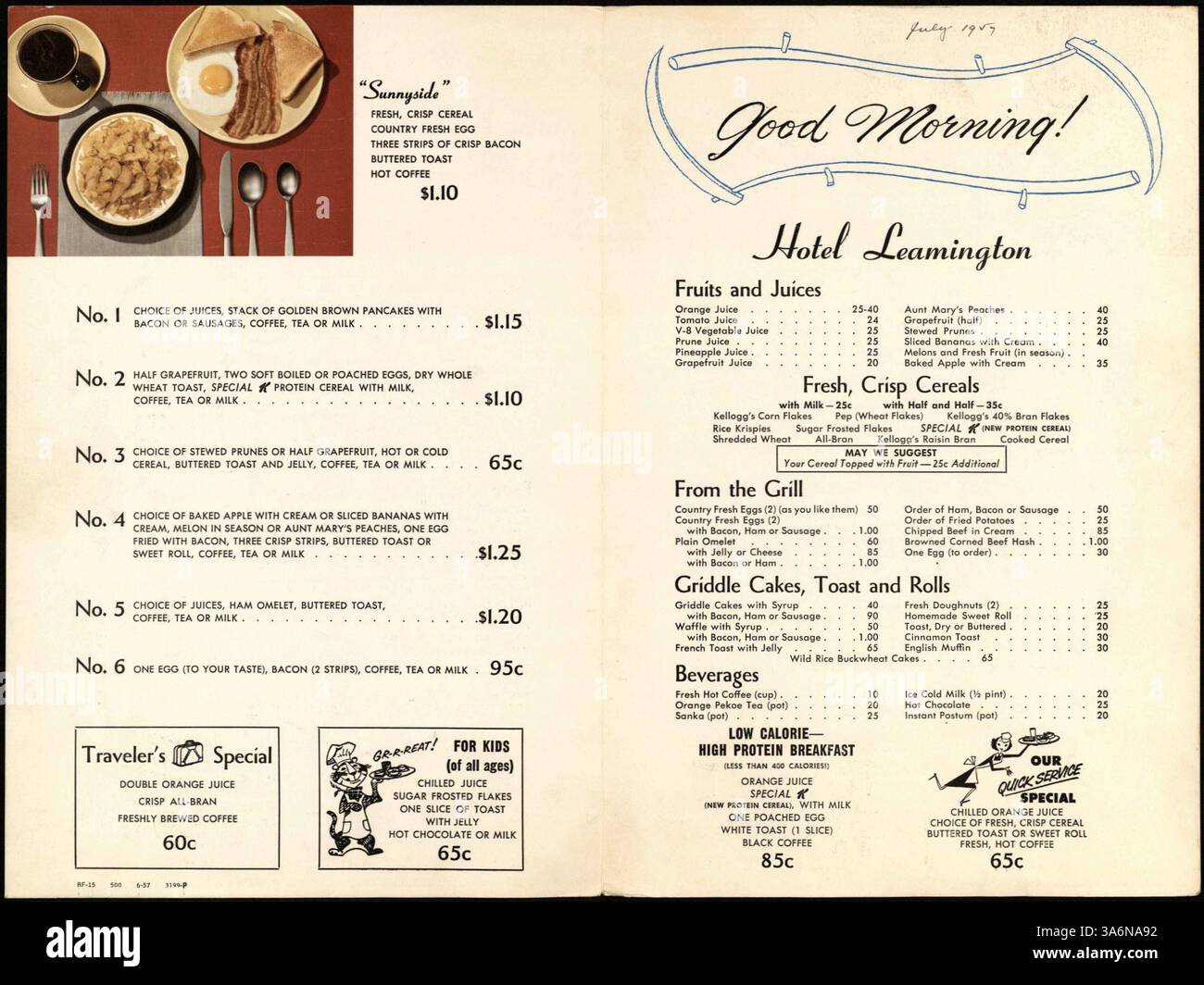 This menu from the Hotel Leamington features a bi-fold design with a ...