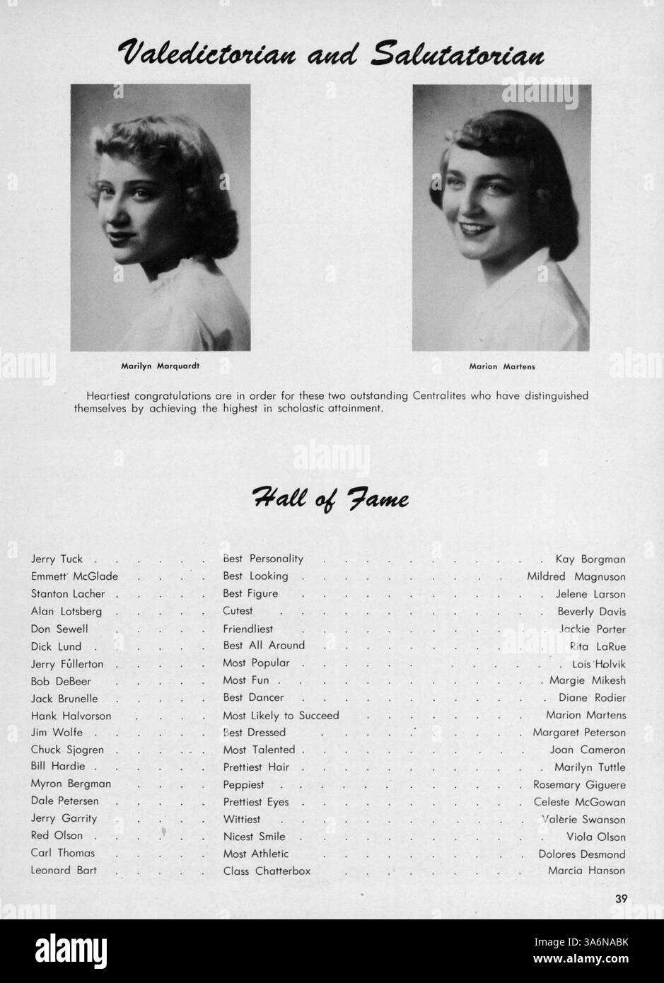 This 1950 centralian yearbook showcases key moments from central hi-res stock photography and ...