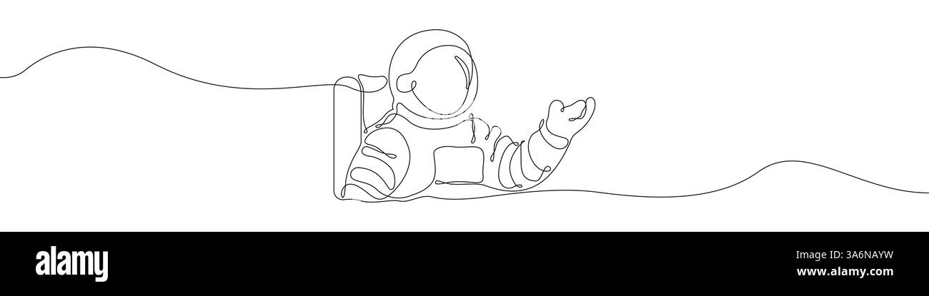One line Cosmonaut icon vector background. Spaceman icon. Continuous ...