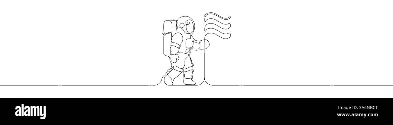 One line Cosmonaut icon vector background. Spaceman icon. Continuous ...
