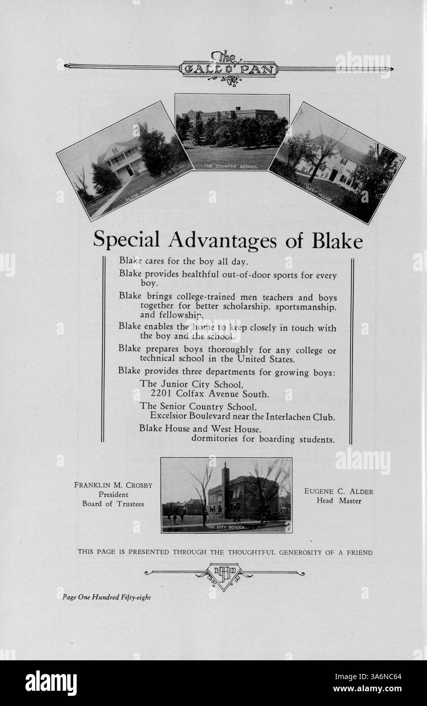 Blake Yearbook 1930, Call-O'-Pan, preserves the highlights of the 1929 ...