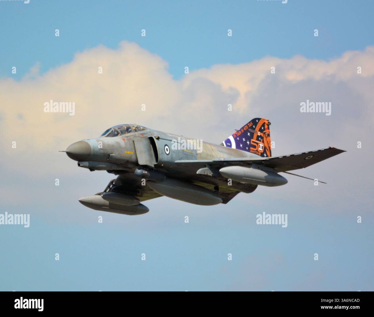 A McDonnell Douglas F-4 Phantom II of the Hellenic Air Force approaches ...