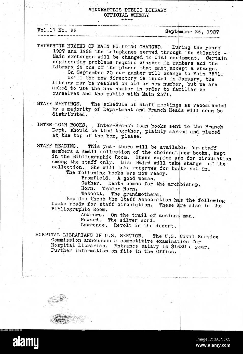 This weekly 1927 Minneapolis Public Library bulletin was designed to ...