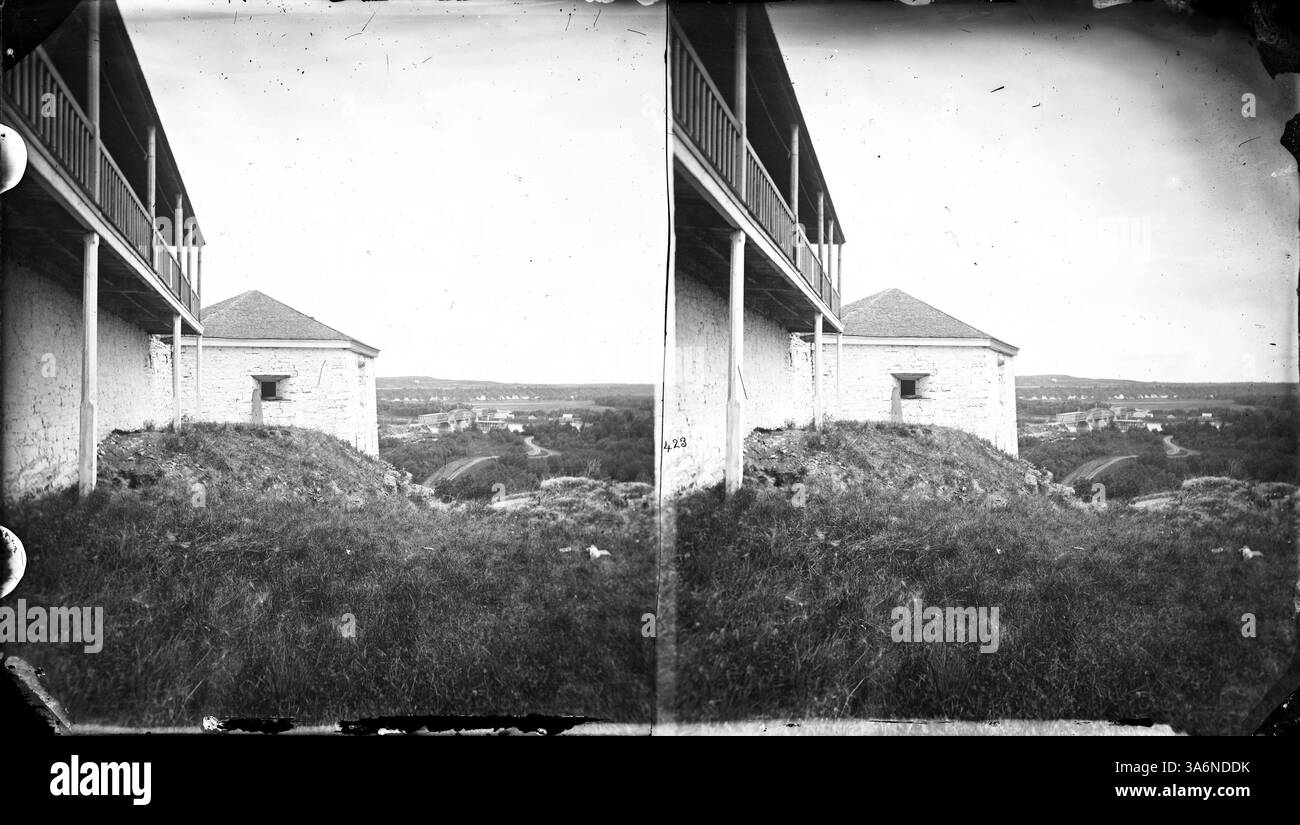This image shows the Hexagonal Tower at Fort Snelling, looking over the ...