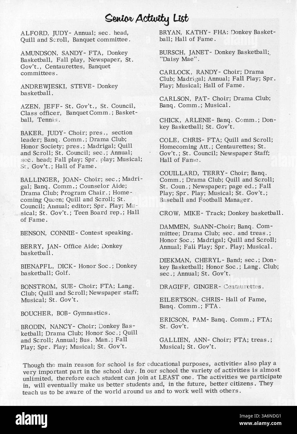 Documenting key events and people from the 1965 1966 school year hi-res ...