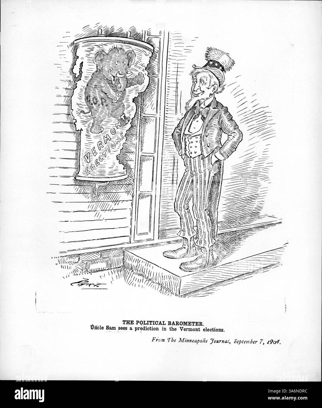'The Political Barometer' illustrates Uncle Sam interpreting the 1960 ...