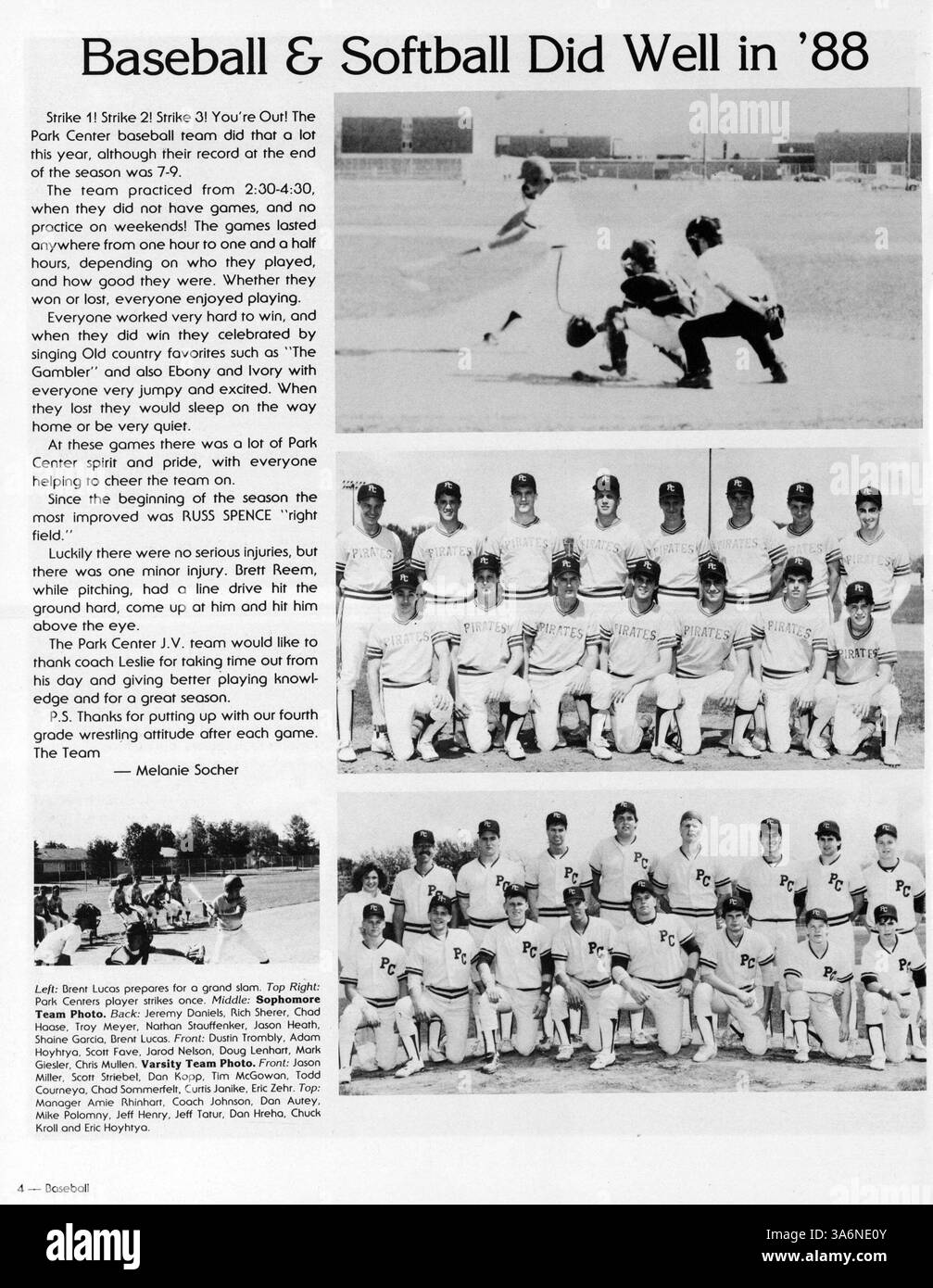 The 1988 'Pirate' yearbook from Park Center High School provides a ...