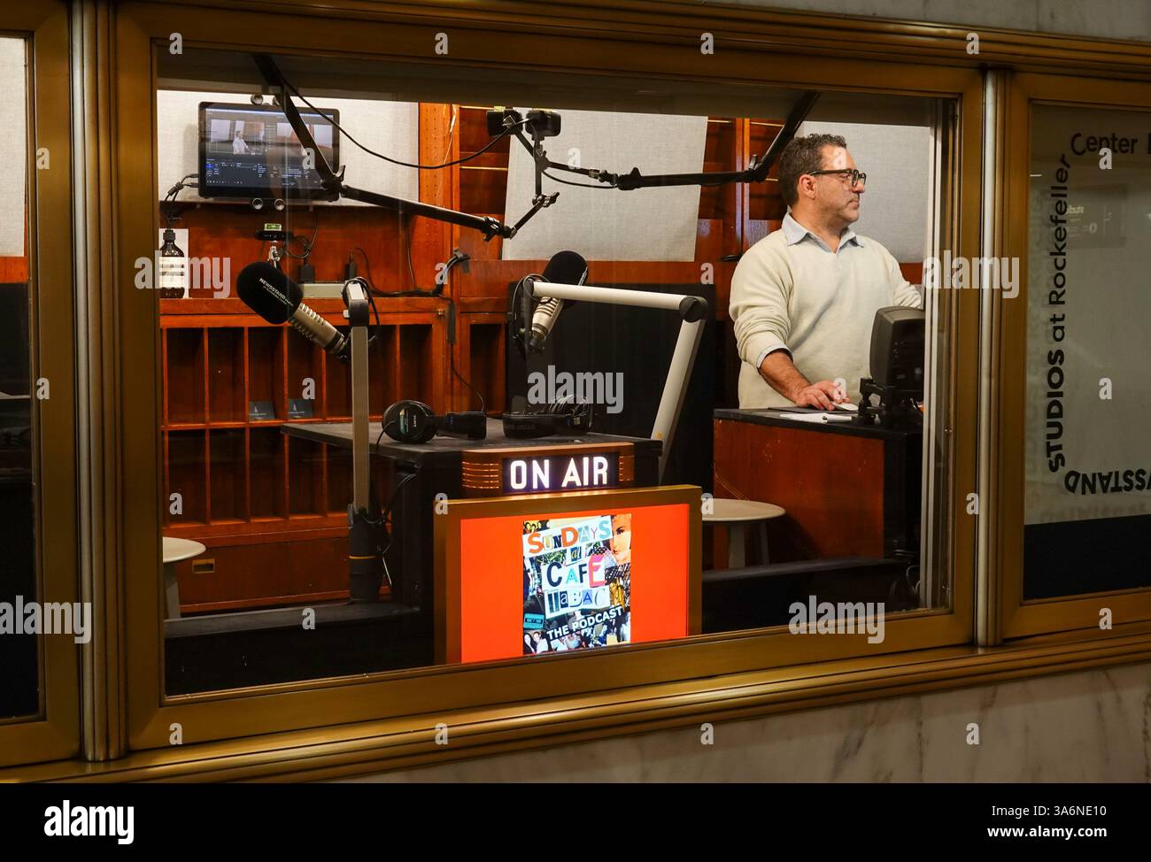 The newsstand broadcasting studio is a podcasting studio located in Rockefeller Center, New York ...
