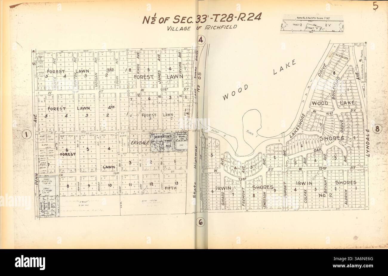 A detailed set of maps from 1952 documenting the village of Richfield ...