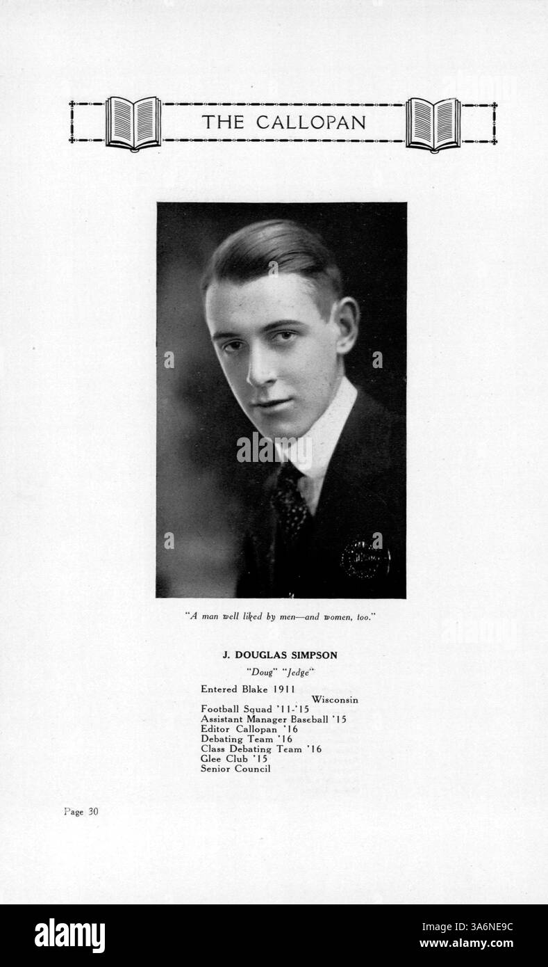 The 1916 'Callopan' yearbook from Blake School features an overview of ...
