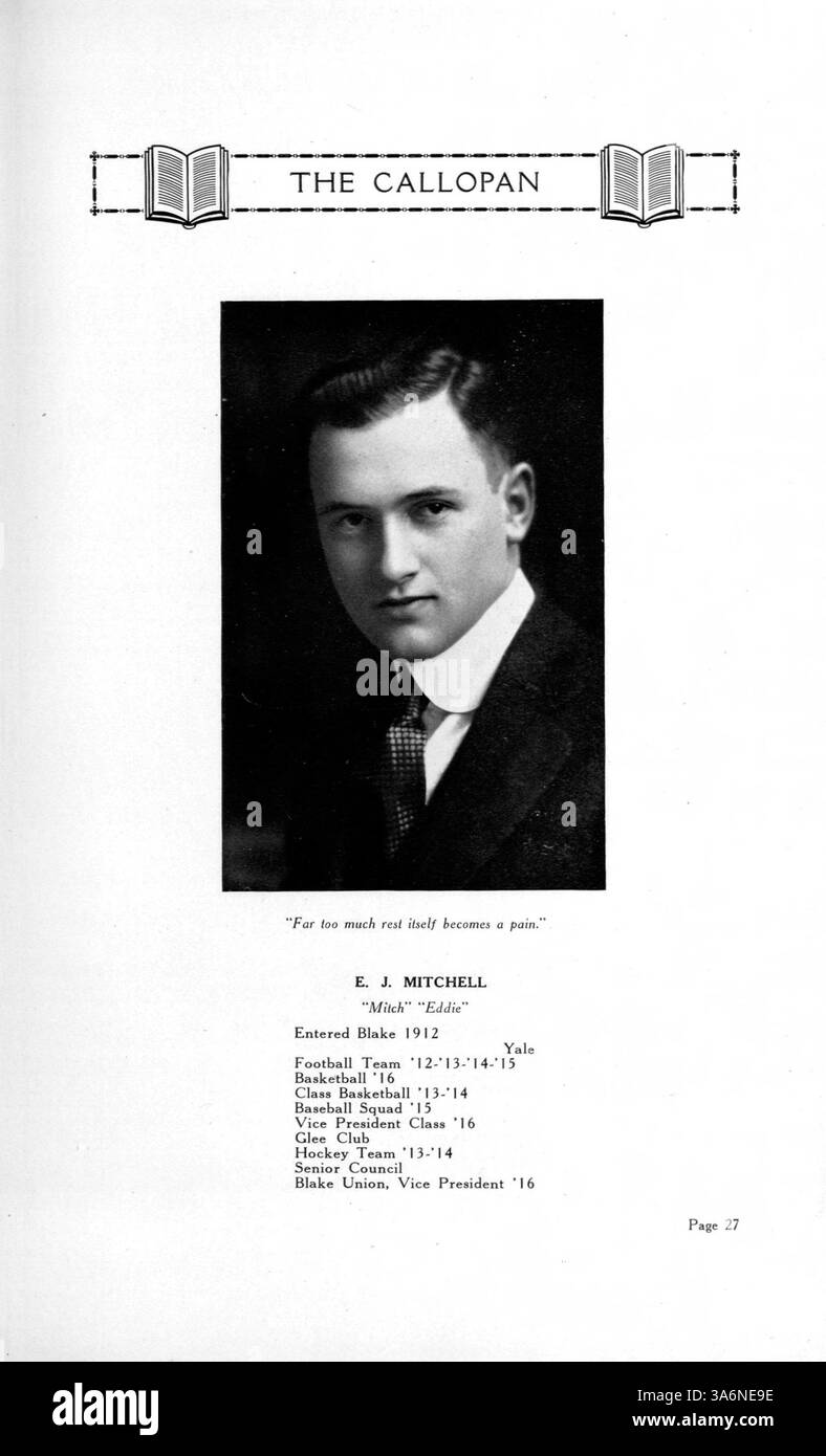 The 1916 'Callopan' yearbook from Blake School records the 1915-1916 academic year, documenting ...