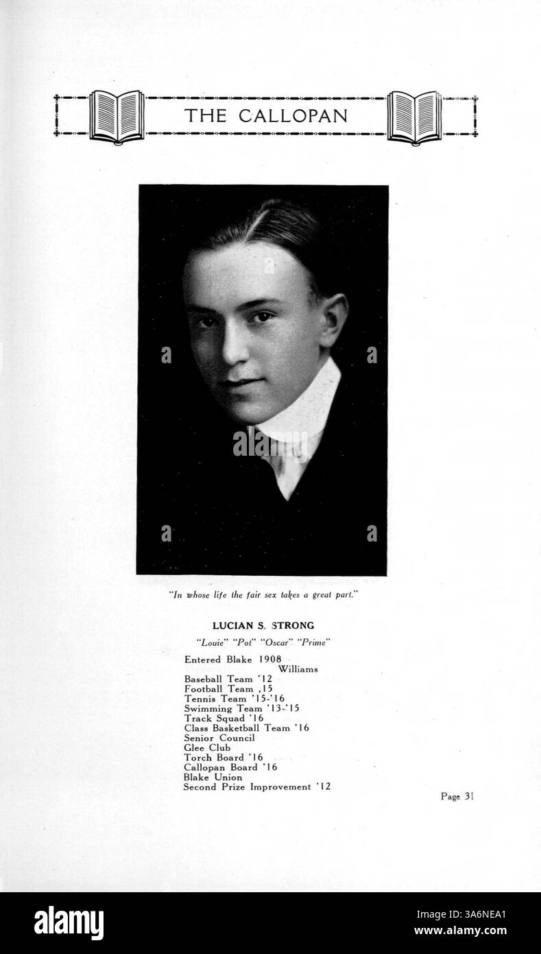 Blake School's 1916 'Callopan' yearbook documents the key aspects of the 1915-1916 academic year ...