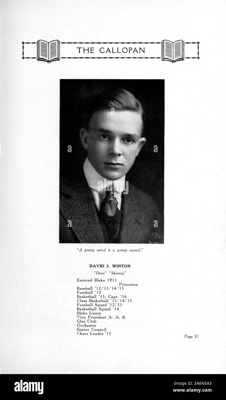 The 1916 'Callopan' yearbook from Blake School records significant events of the 1915-1916 ...