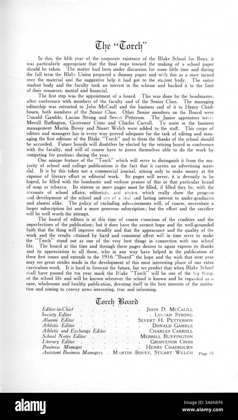 The callopan 1915 blake yearbook captures student and faculty life hi-res stock photography and ...