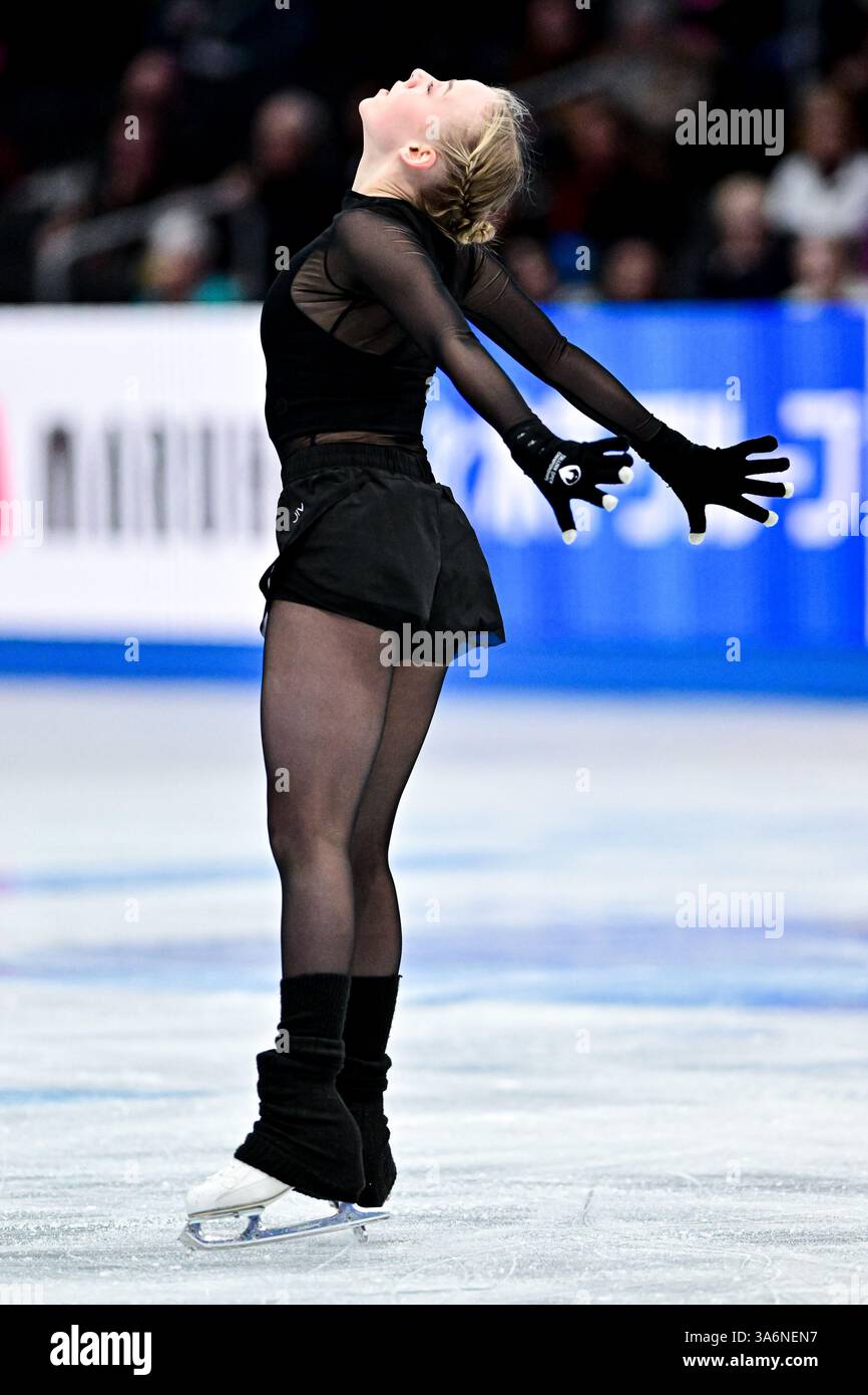 Niina PETROKINA (EST), during Women Practice, at the ISU World Figure ...