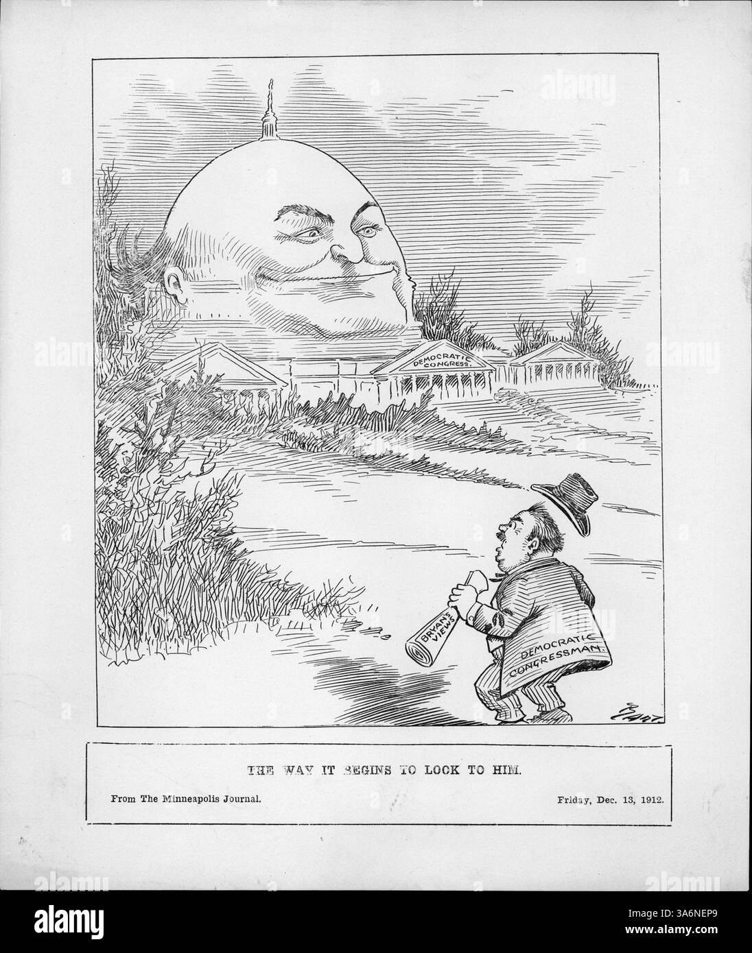 This editorial cartoon features a Democratic congressman holding a ...