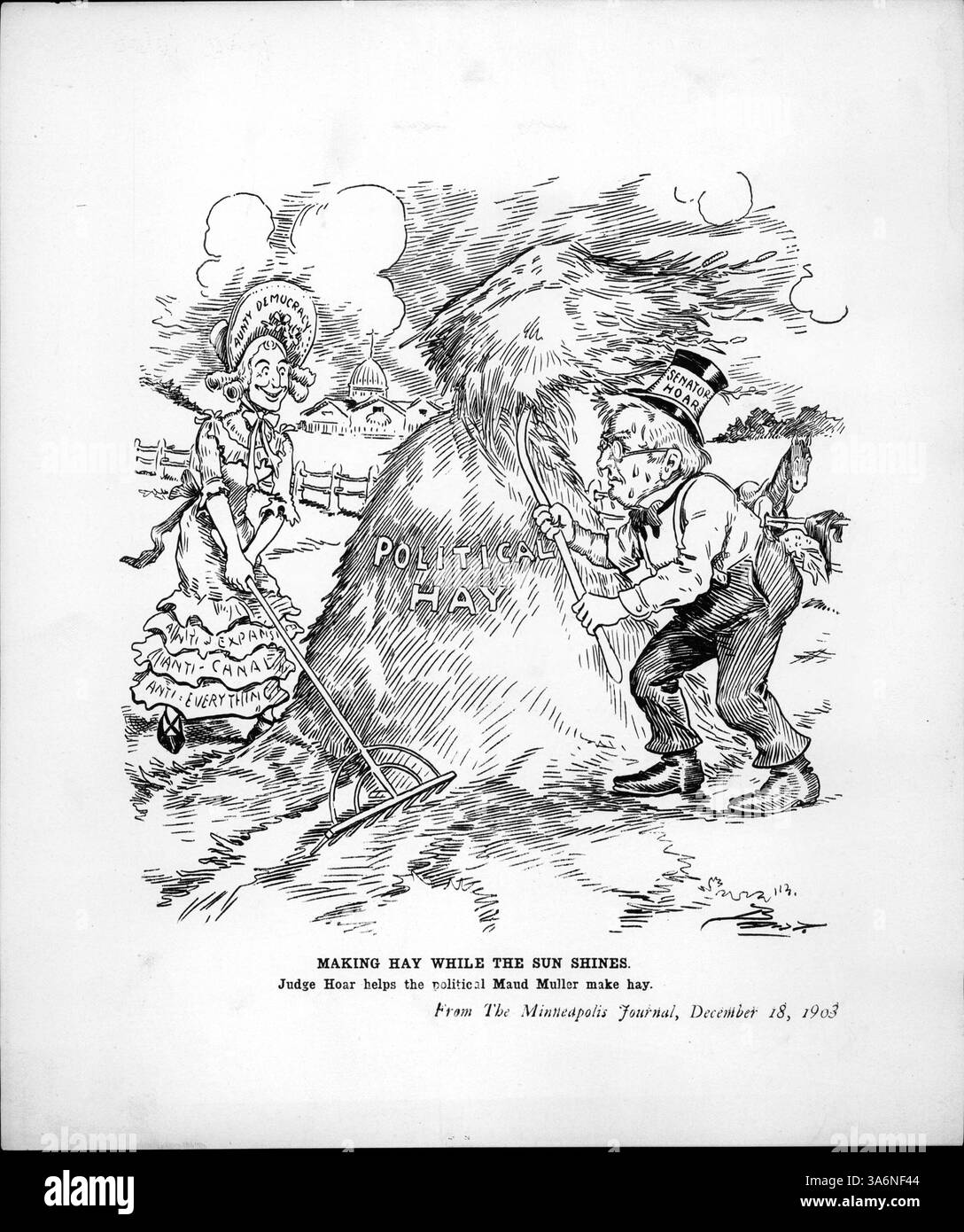 Senator george hoar helps aunty democracy rake hi-res stock photography ...