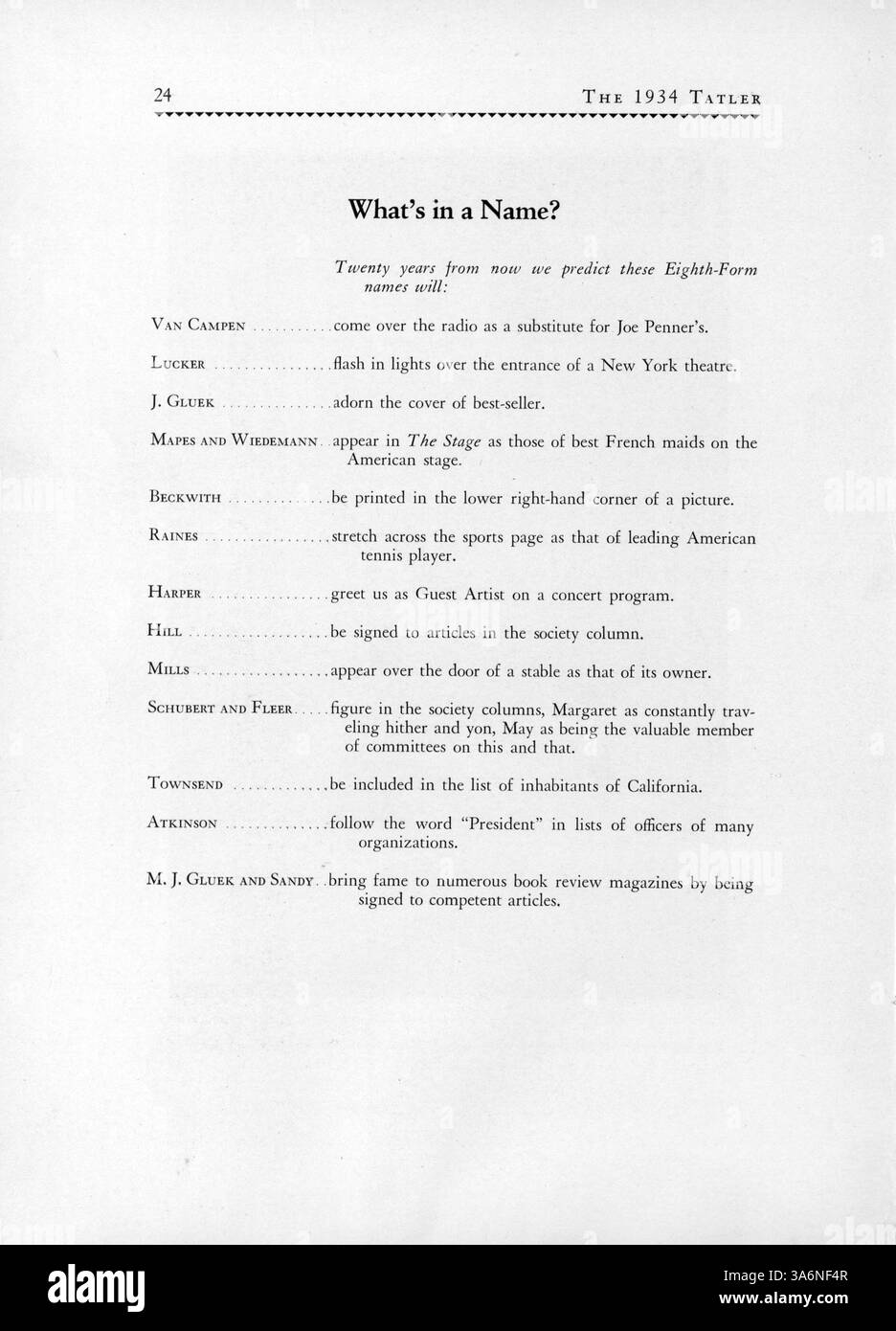 Documenting the key events of the 1933 1934 school year hi-res stock ...