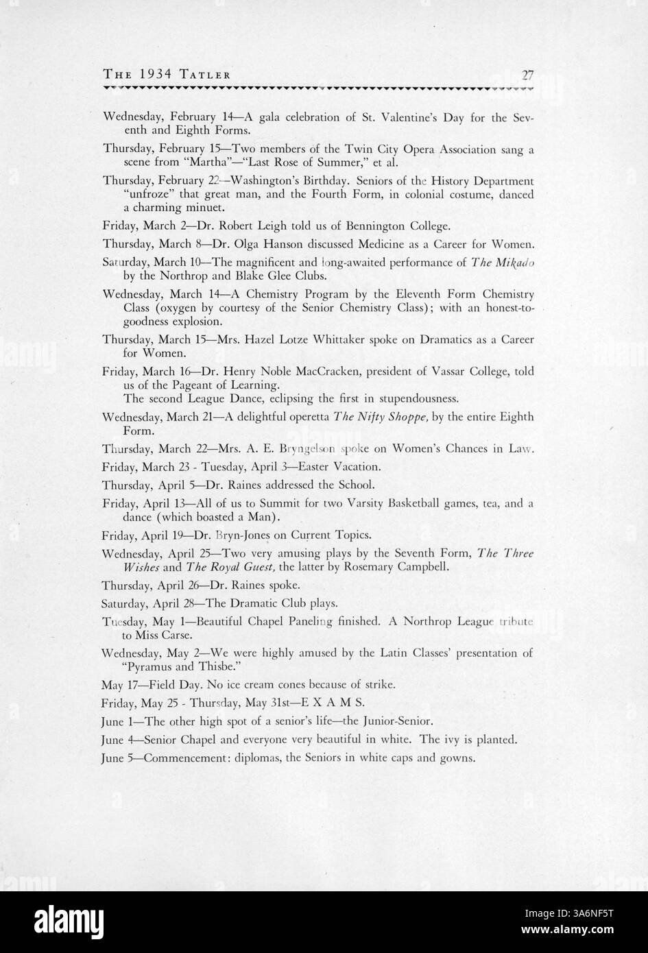 Yearbook from 1934 documents the social hi-res stock photography and ...
