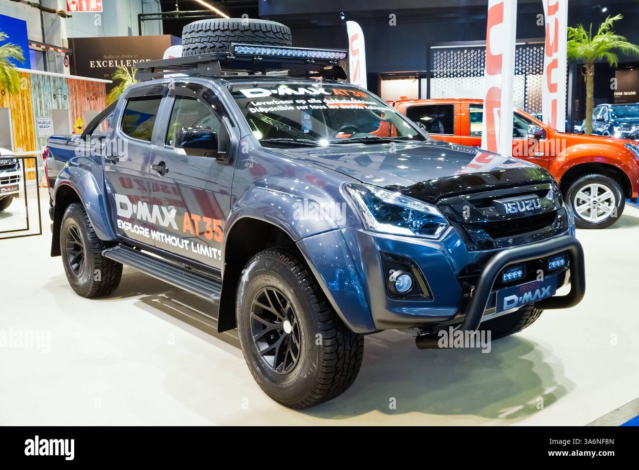 Isuzu D-Max AT35 car at the Brussels Autosalon Motor Show. Belgium ...