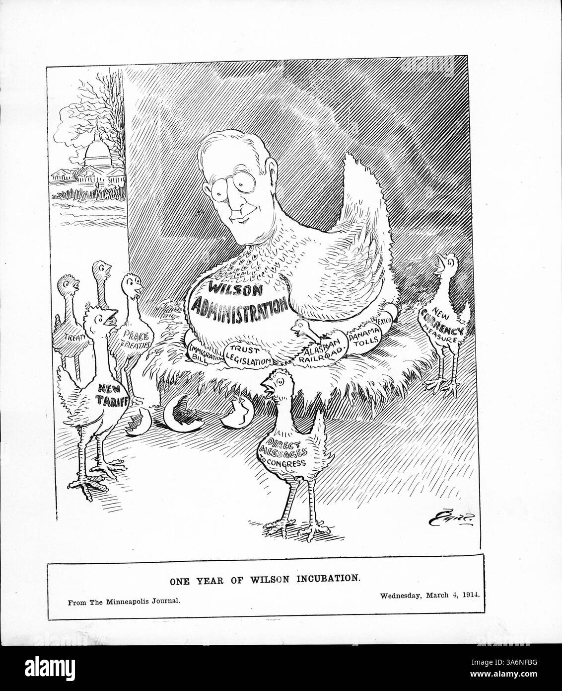 This 1914 political cartoon reflects President Wilson’s first year in ...