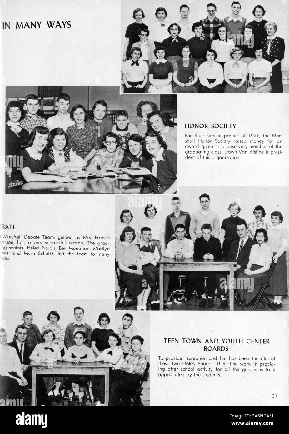 The 1951 'Cardinal' yearbook from Marshall High School captures the ...