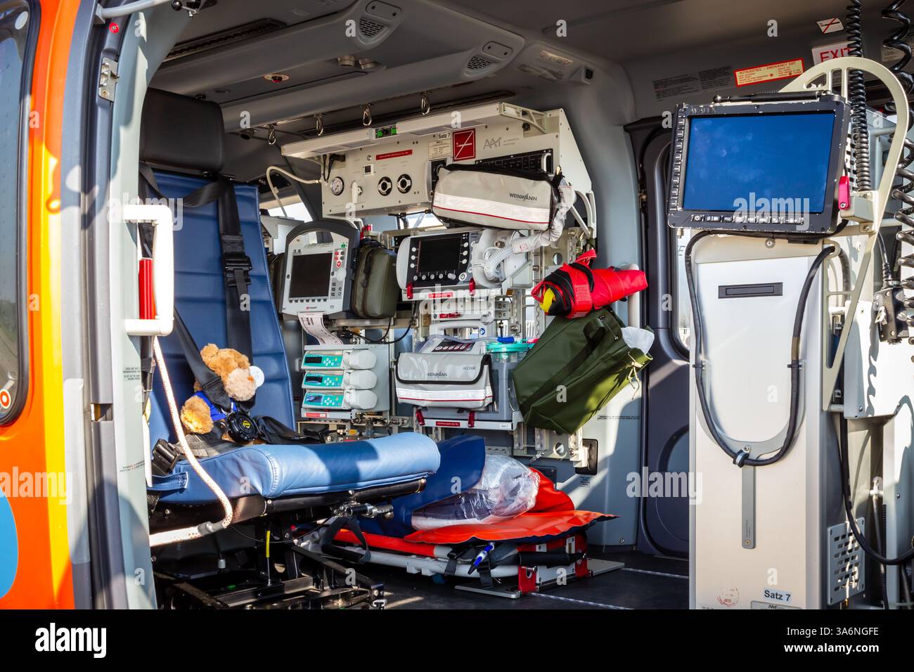 Interior view of a Airbus H145 LUH rescue helicopter with medical ...
