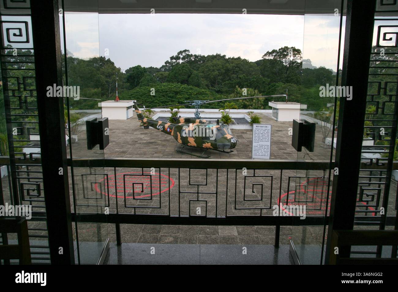 Vietnam war Bell UH-1H Huey helicopter on the roof of the old ...