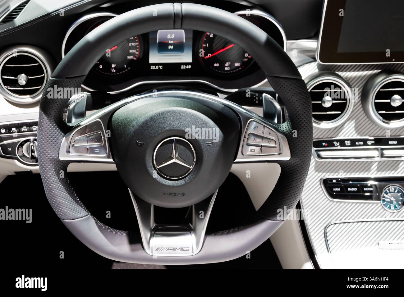 Mercedes AMG car interior at the Geneva International Motor Show ...