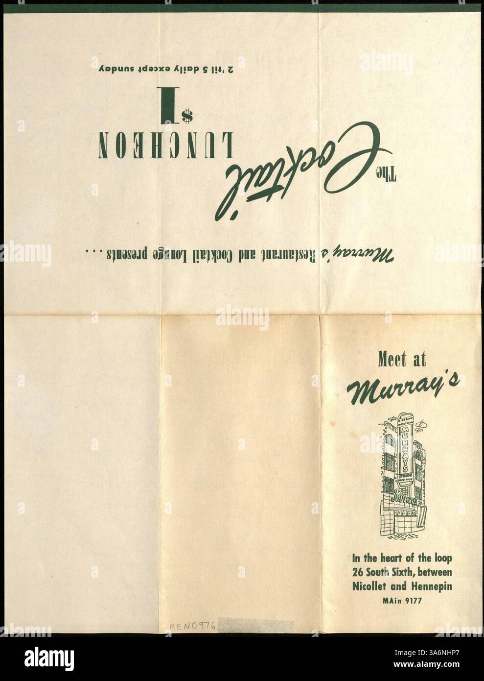 This vintage menu from murrays cocktail luncheon features a dou hi-res ...