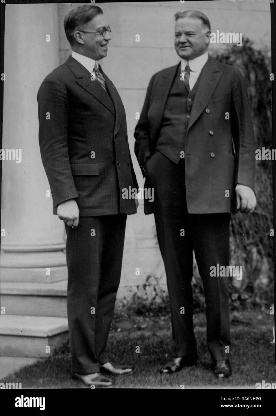 President Herbert Hoover is seen with his personal secretary, Walter H ...
