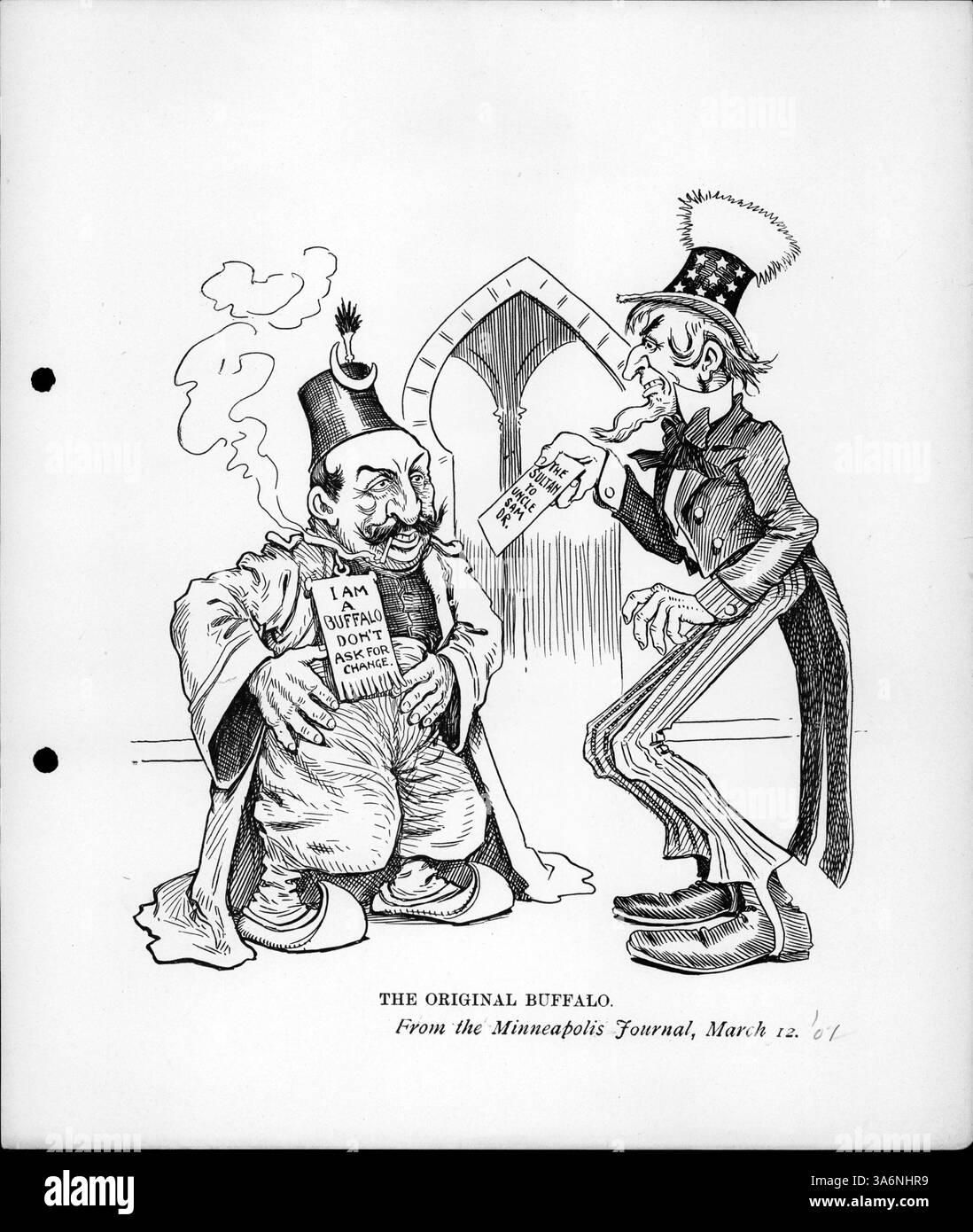 This political cartoon depicts uncle sam confronting the sultan hi-res ...