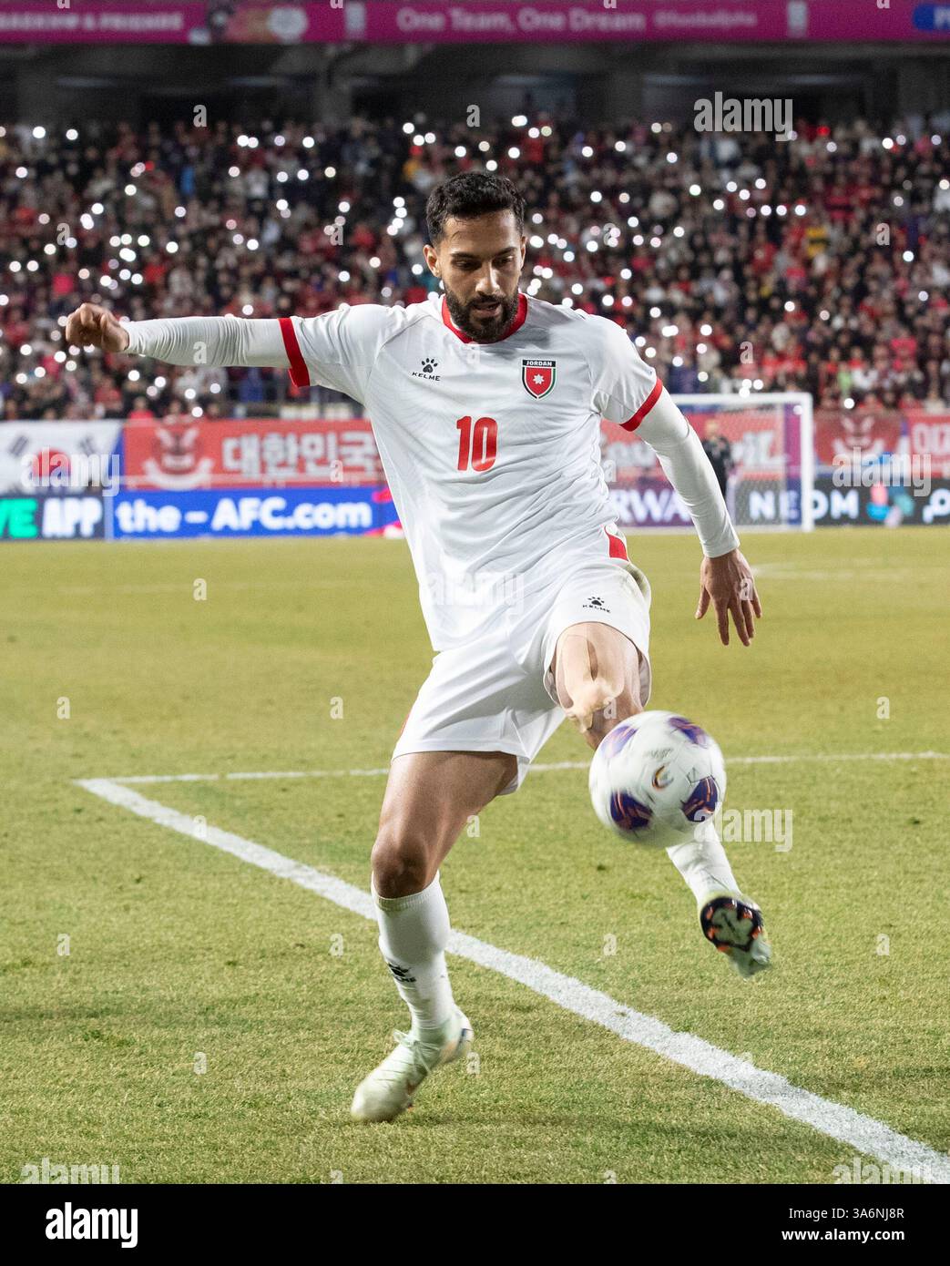 Suwon, South Korea. 25th Mar, 2025. Jordan soccer player Mousa Altamari ...