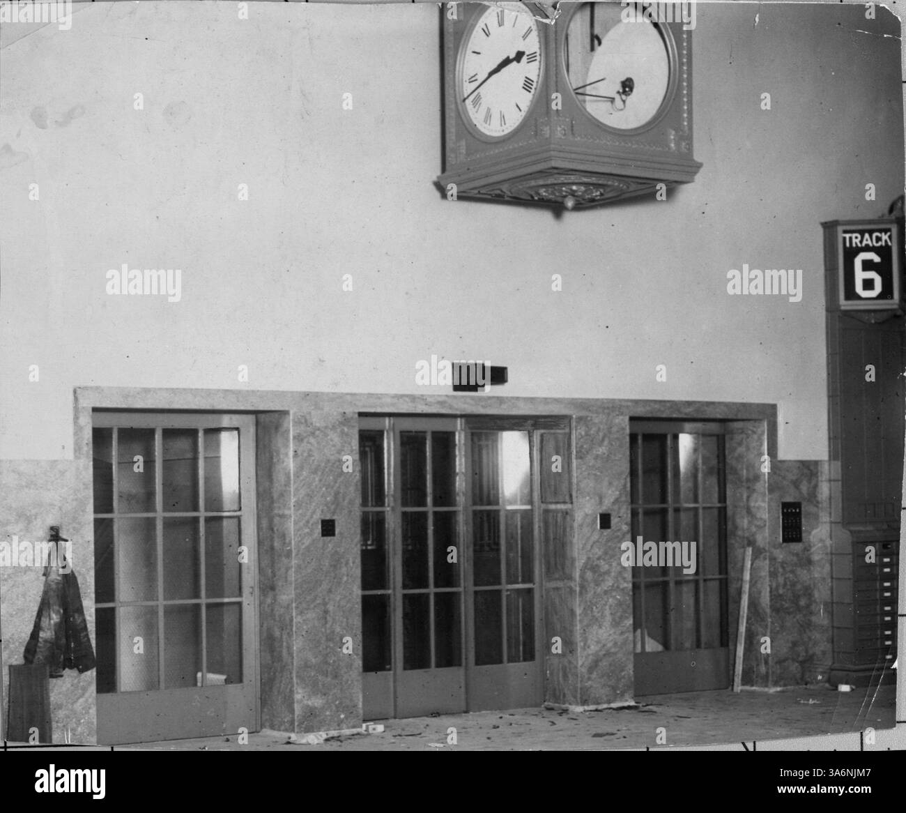This photograph captures the construction of the waiting room at the ...