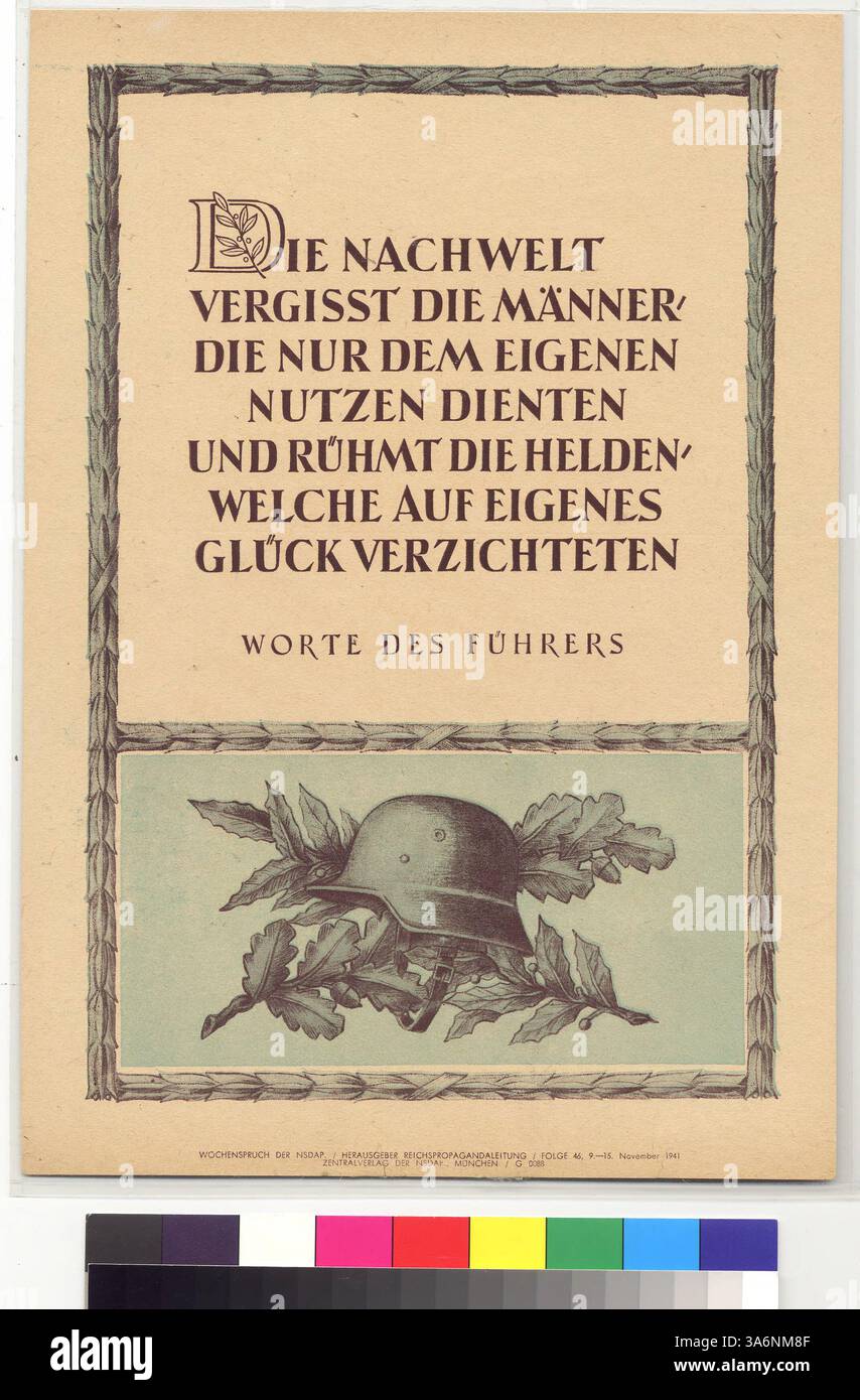 This poster features a quote from Adolf Hitler, emphasizing the idea ...