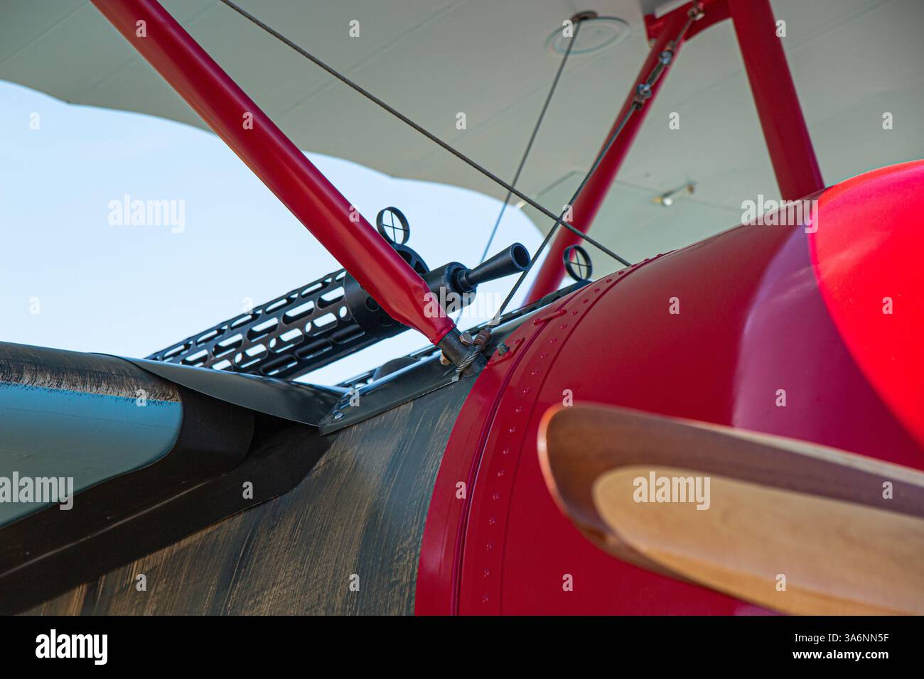Machine guns on a vintage WWI German Fokker biplane at an air show ...