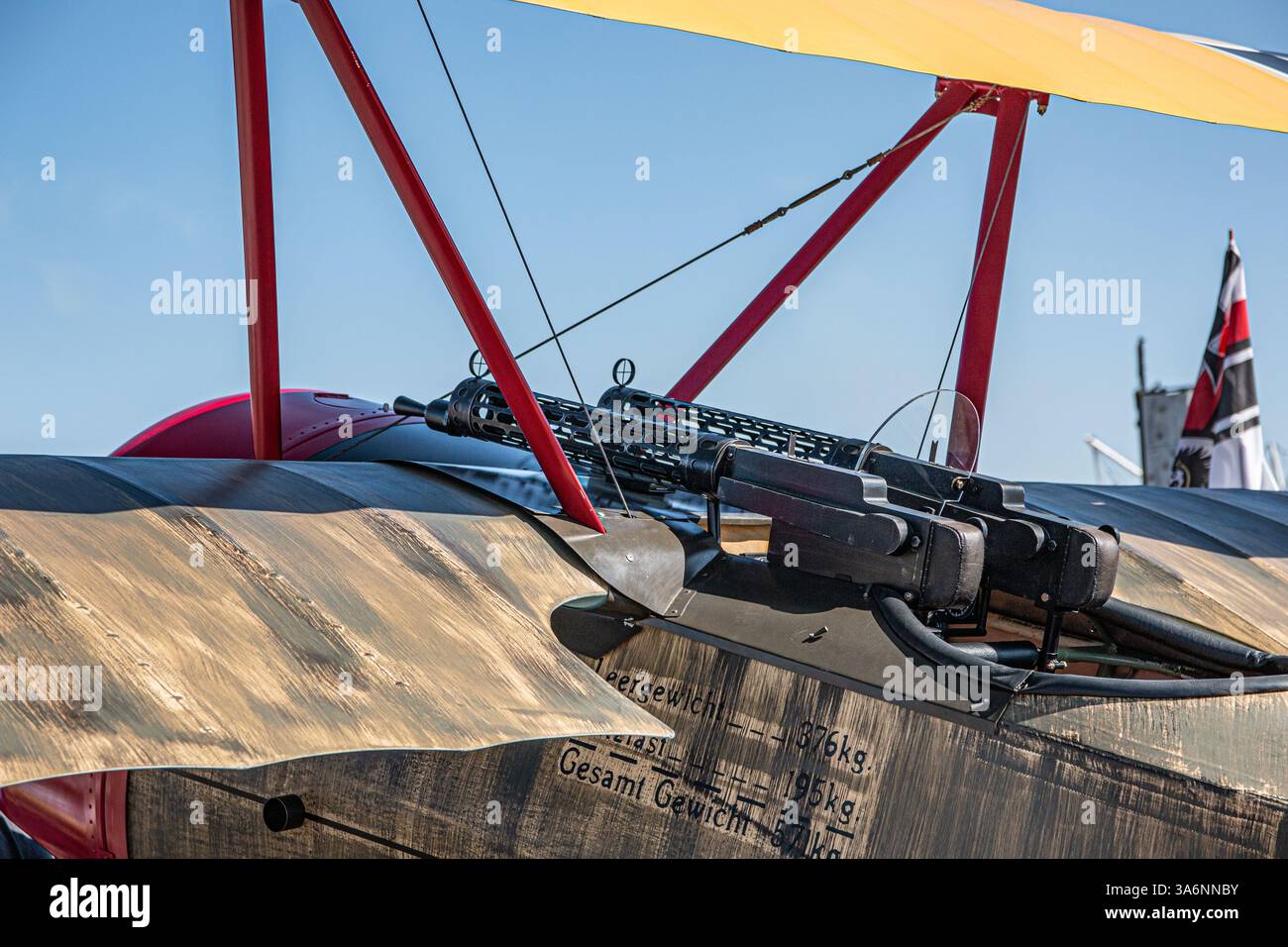 Machine guns on a vintage WWI German Fokker biplane at an air show ...