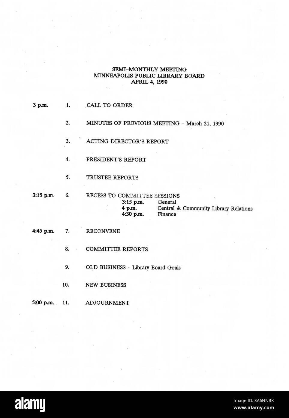 These 1990 meeting minutes outline discussions on library governance ...