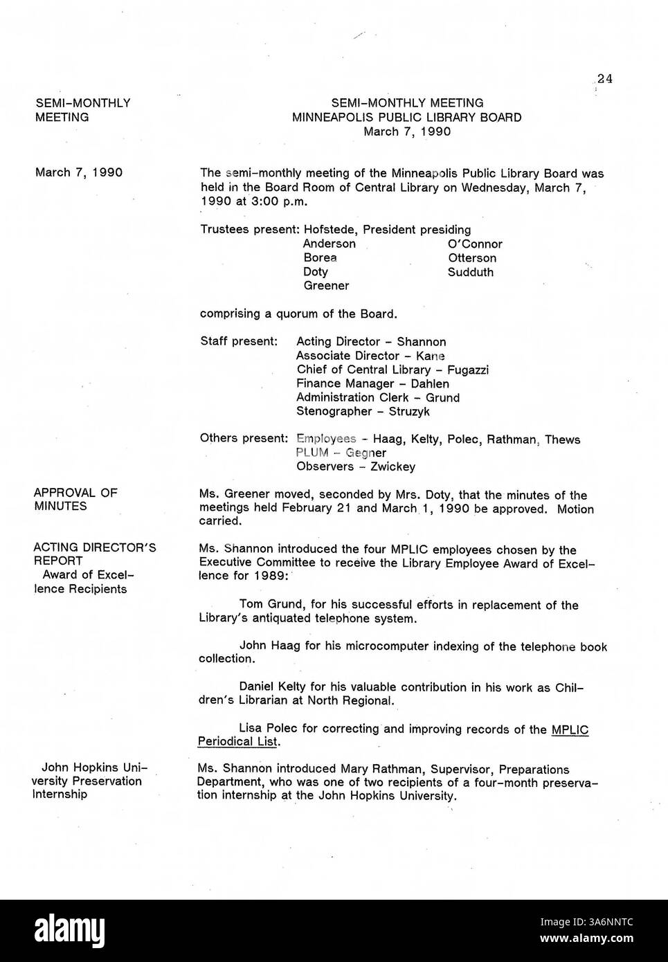 These meeting minutes from 1990 provide insight into the operati hi-res ...