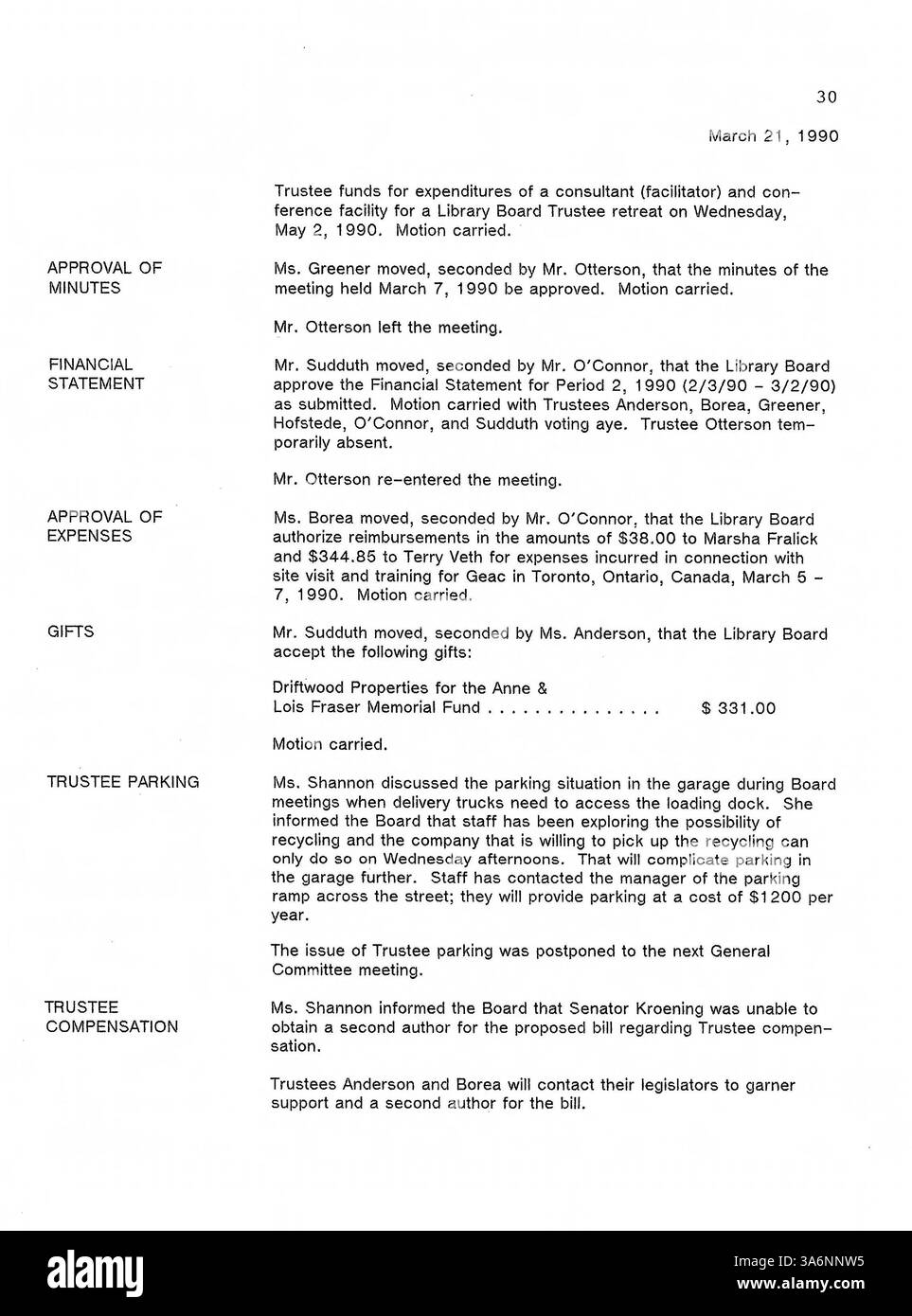 The meeting minutes of the 1990 Minneapolis Public Library Board ...