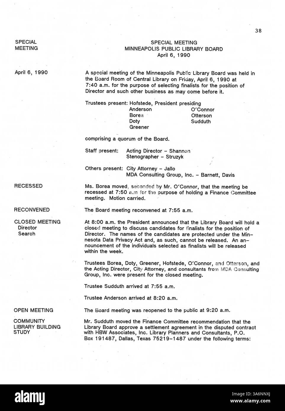 The official 1990 meeting minutes of the Minneapolis Public Library ...