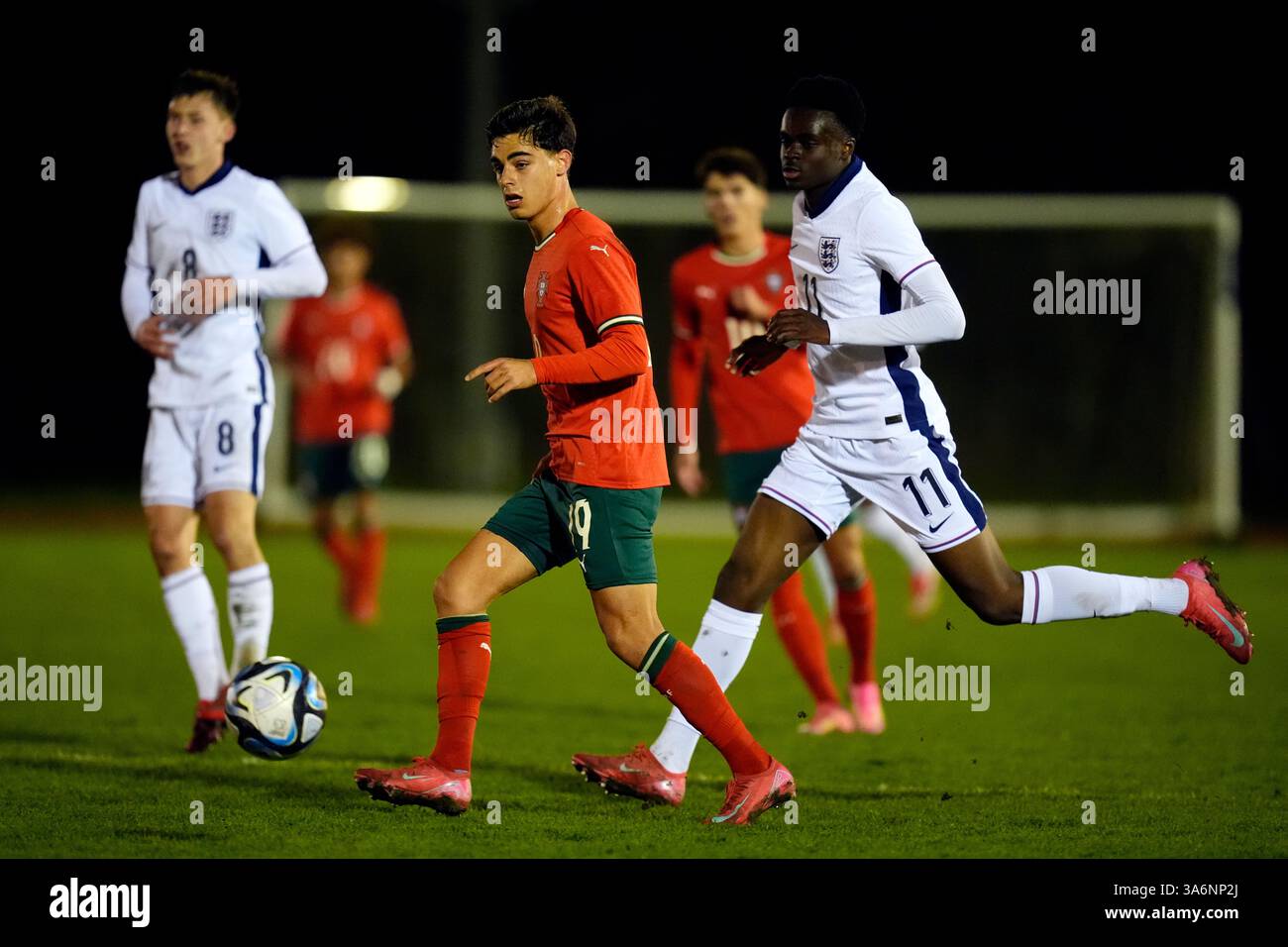 Portugal's Rodrigo Duarte and England's Tyrique George (right) during ...