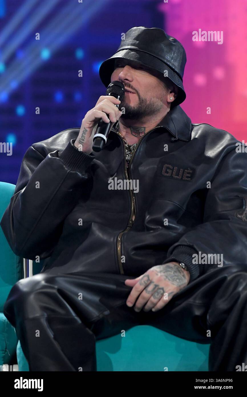 Milan, Italy. 25th Mar, 2025. Milan - TV Show "Cattelan is here tonight ...